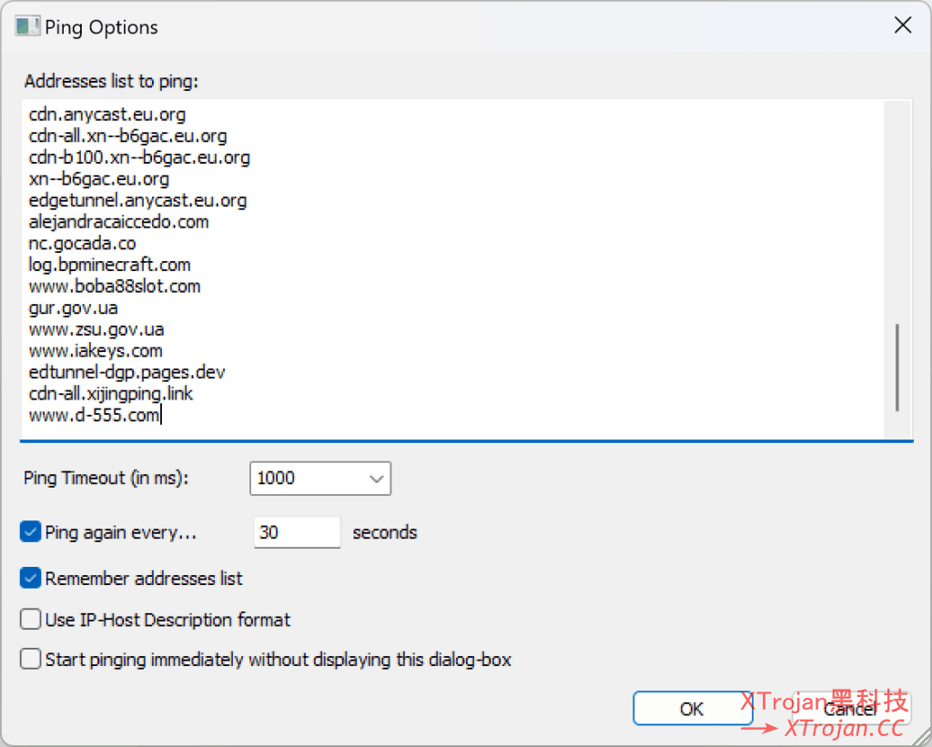 使用PingInfoView优选适合自己的Cloudflare优选域名 - XTrojan黑科技