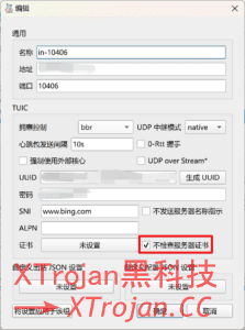 使用必应自签证书，在 S-UI 面板上搭建 Tuic V5 节点的图文教程 - XTrojan黑科技